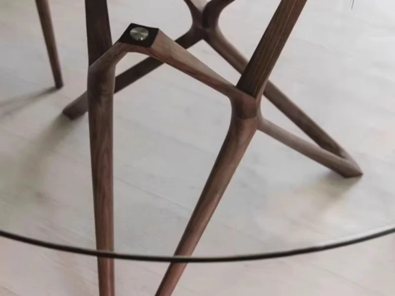 Modern Design Solid Wood Dining Table Tempered Glass Table Modern ...