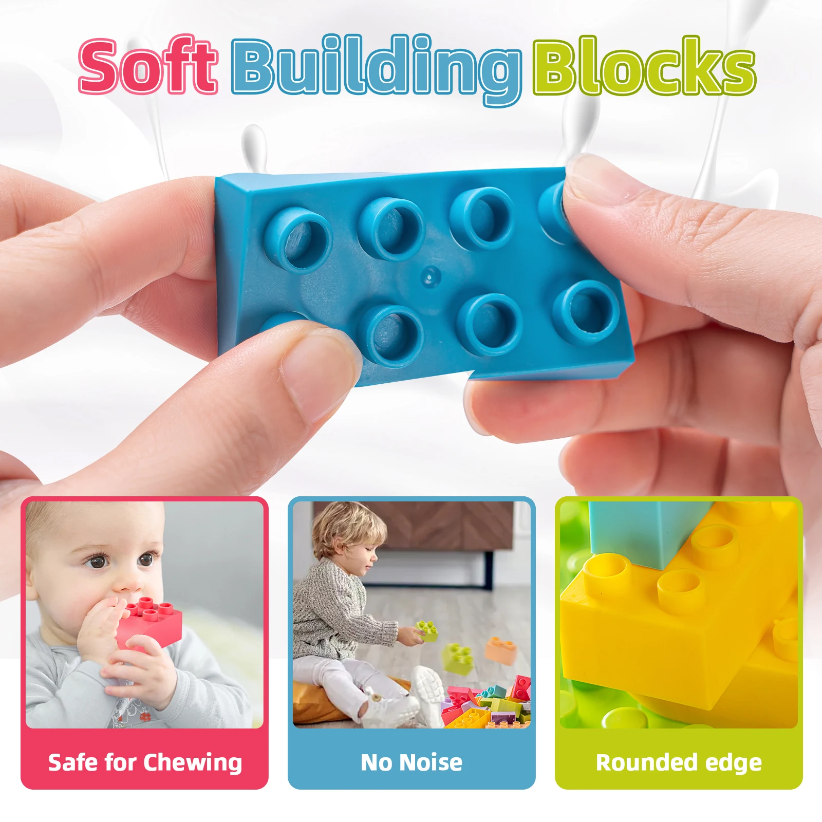 127PCS Soft Building Blocks Creative Toys Kids Rrending Toys Soft Play ...