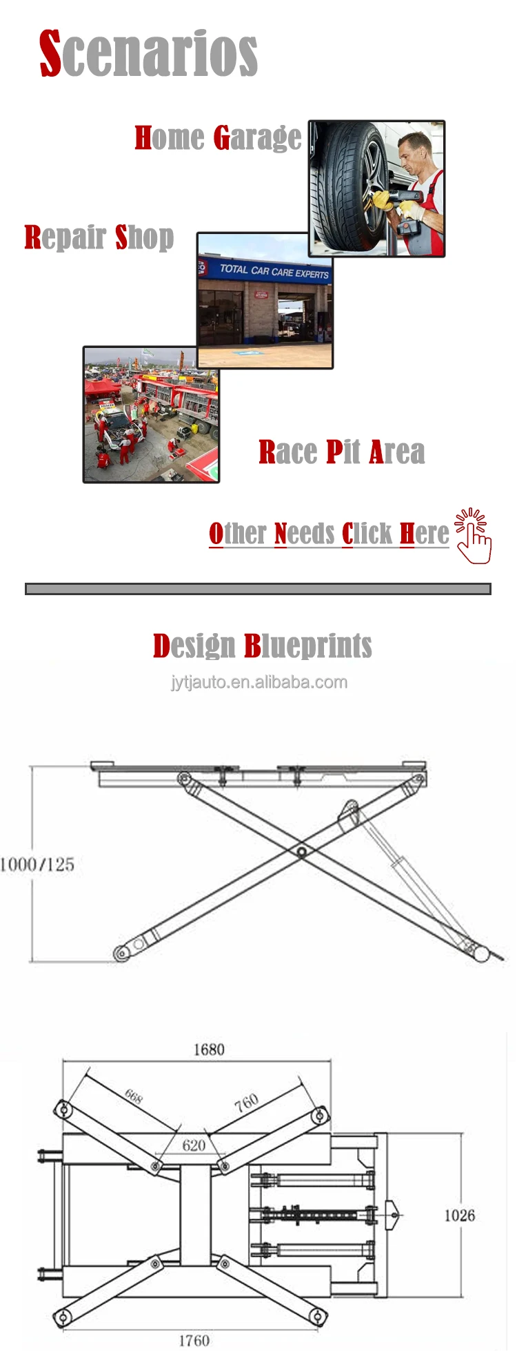 Hydraulic Steel Car Ramp Storage Service 8000 lb Pr Auto High Lift Electric Rotary Scissor Lift ...