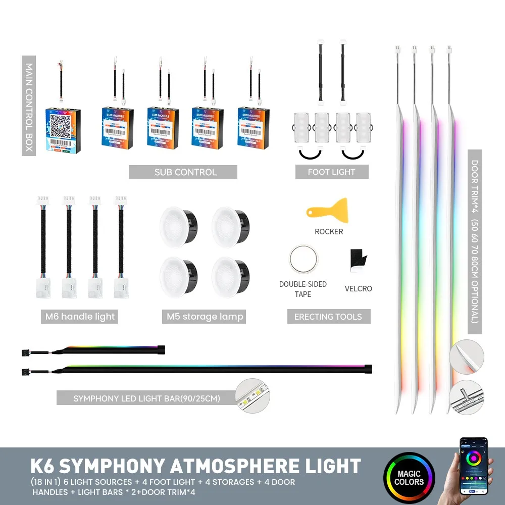 'CARDI' K6 LED Ambient Light Strip with Magic Silver Trim App ...
