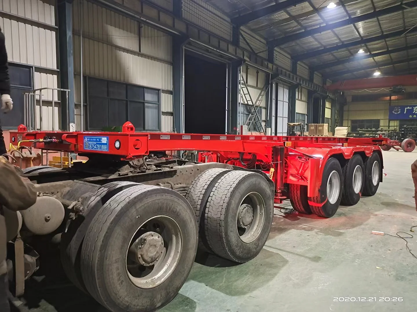 3 Axles 20ft & 40ft Frame Shipping Chassis Semi Trailer China Made Skeletal Skeleton Truck ...
