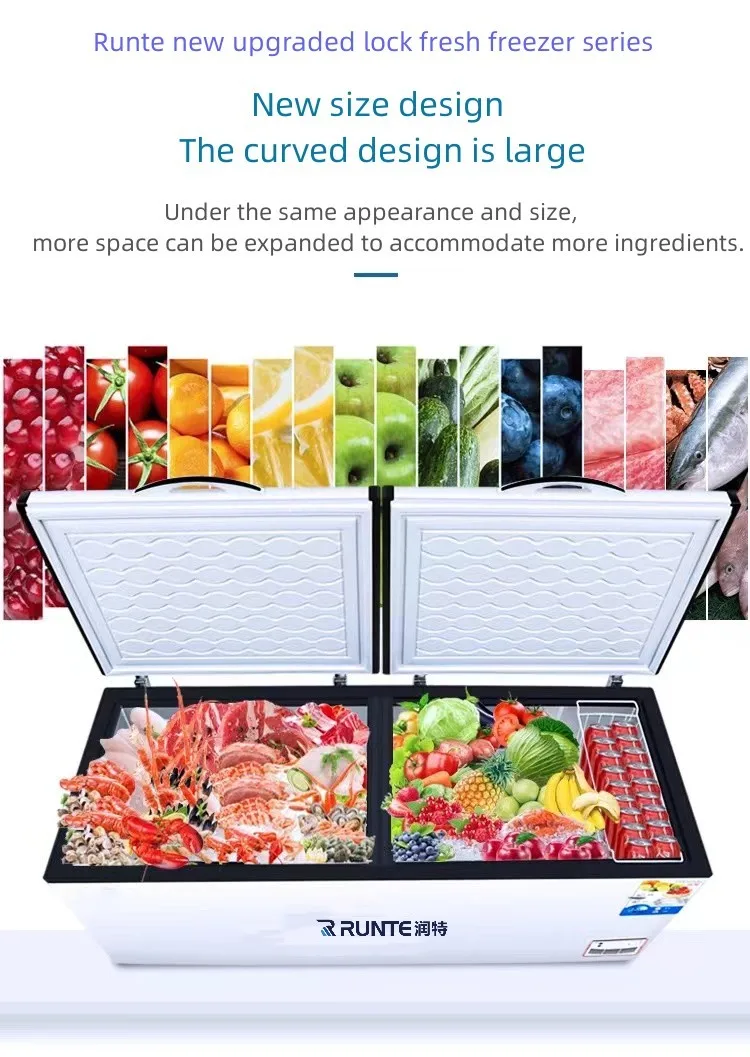 255l Top Open Fridge Chest Horizontal Deep Freezer With Silding Glass ...