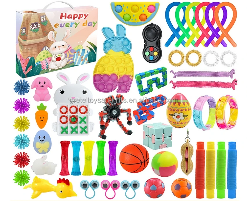 Gretel Push Pop Bubble Mochi Squishy Fidget Toy Kit Rainbow Puzzle Ball ...