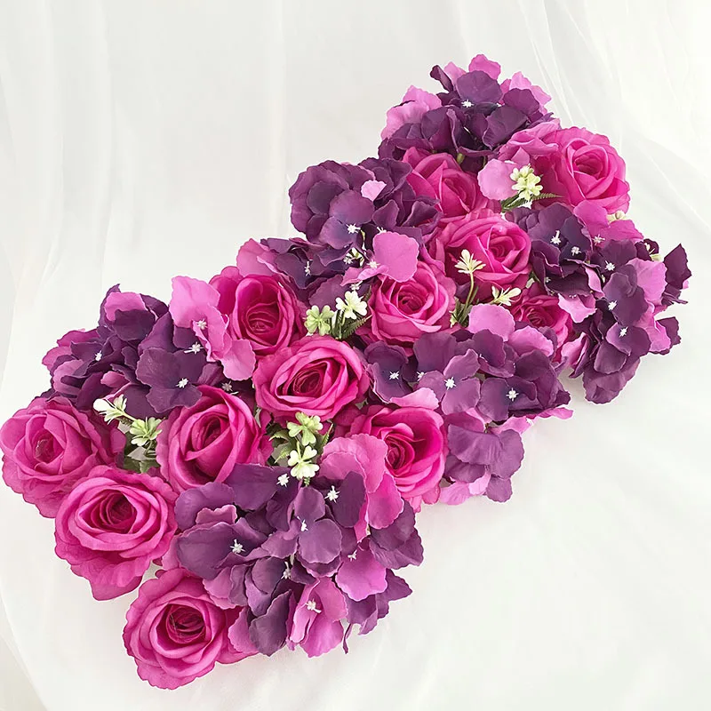 Artificial Flower Conference Table Flower Row Rose Lily Hydrangea Leaf ...