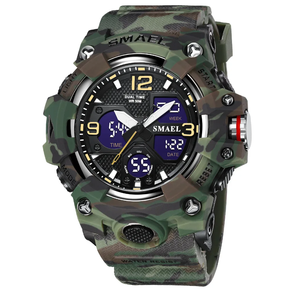 Tactical Waterproof Clock Alarm Stopwatch Camouflage Auto Date ...