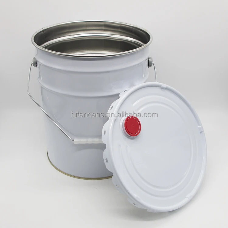 20L UN Approved Empty Metal Iron Pail Chemical Grease Round Metal Tin Can Bucket with Lid ...