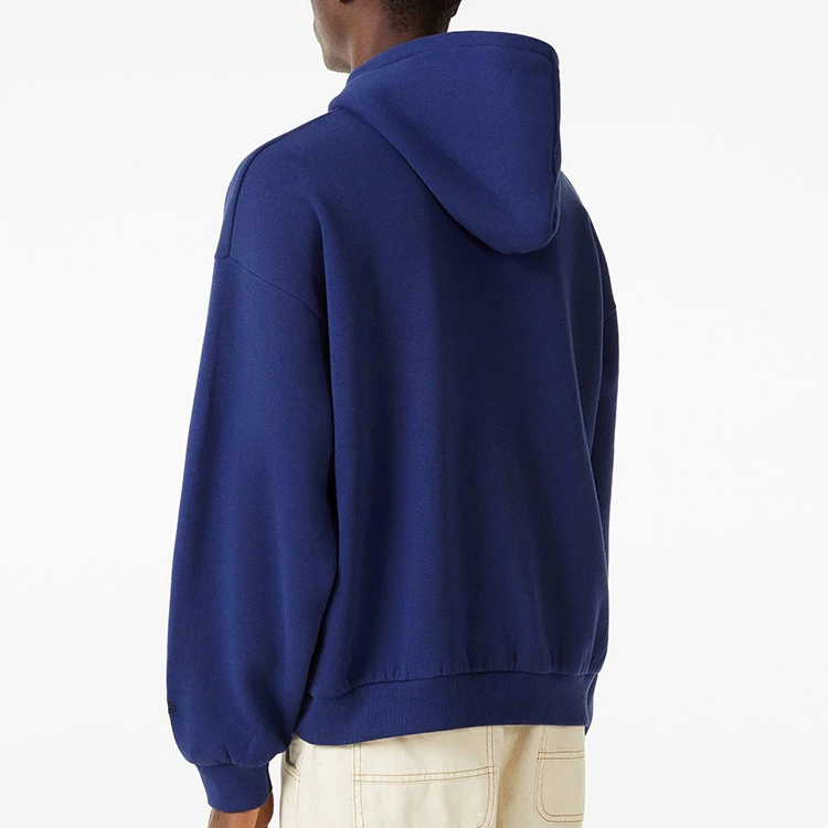 Men's Blue Hoodie Classic Solid Color Pullover Comfort Fit Soft Cotton ...