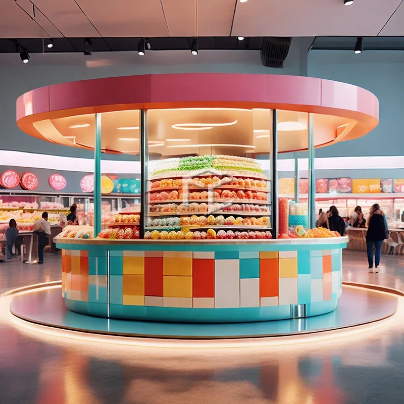 Wholesale Bespoke Retail Candy Kiosk Custom Mall Kiosk Sweets Colorful ...