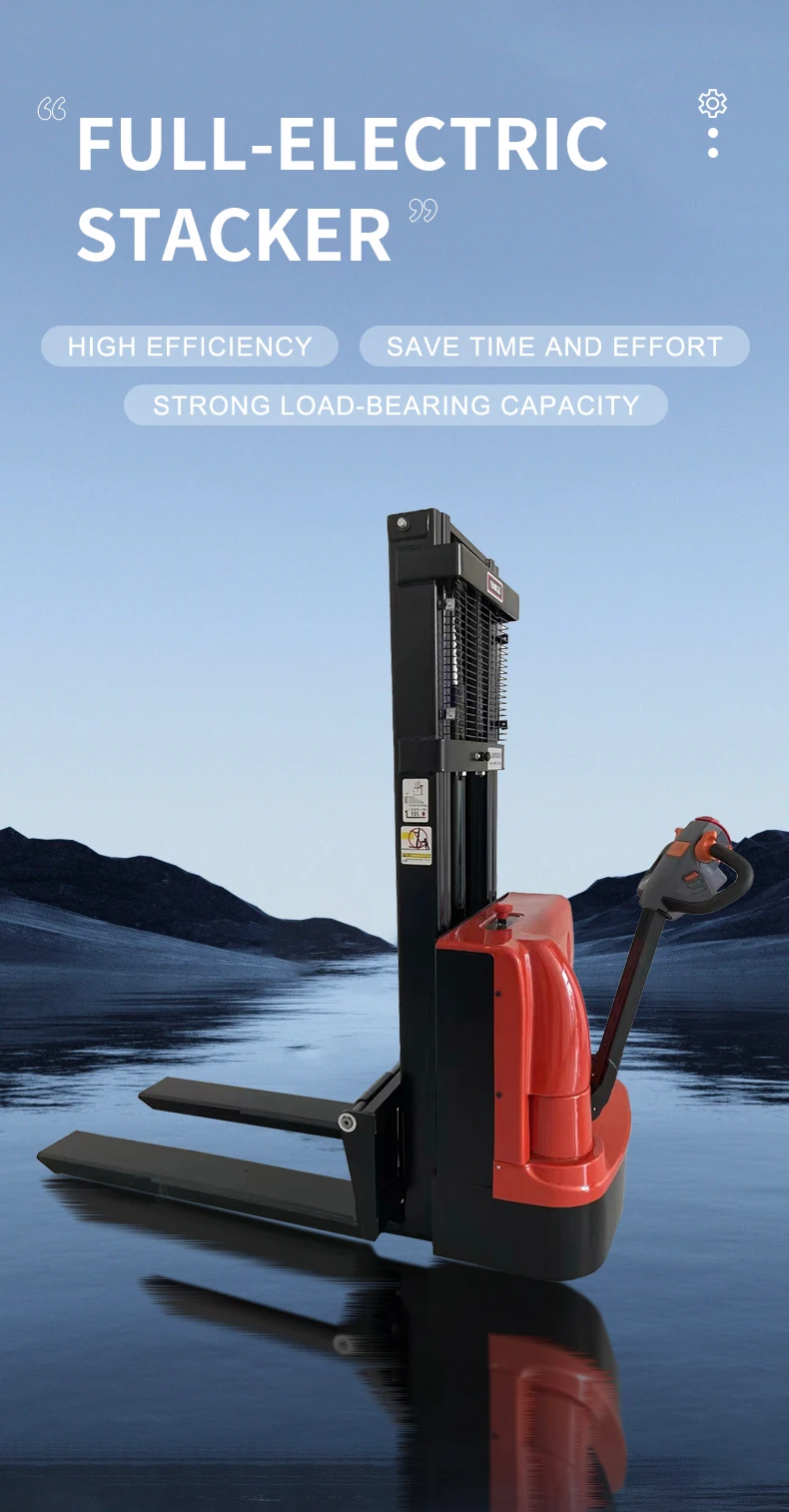 Electric Pallet Stacker 1.6m 1000kg 1.5 Ton 2 Ton Warehouse Industrial Walking Pallet Forklift ...