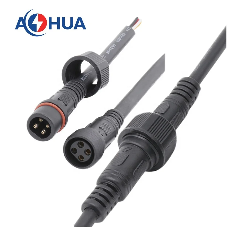 Outdoor 4 Pin Male Female Connector Waterproof Connector With Wire 2 ...