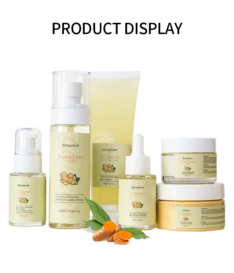 Private Label Organic Facial Tumeric Skin Care Set Turmeric Whitening
