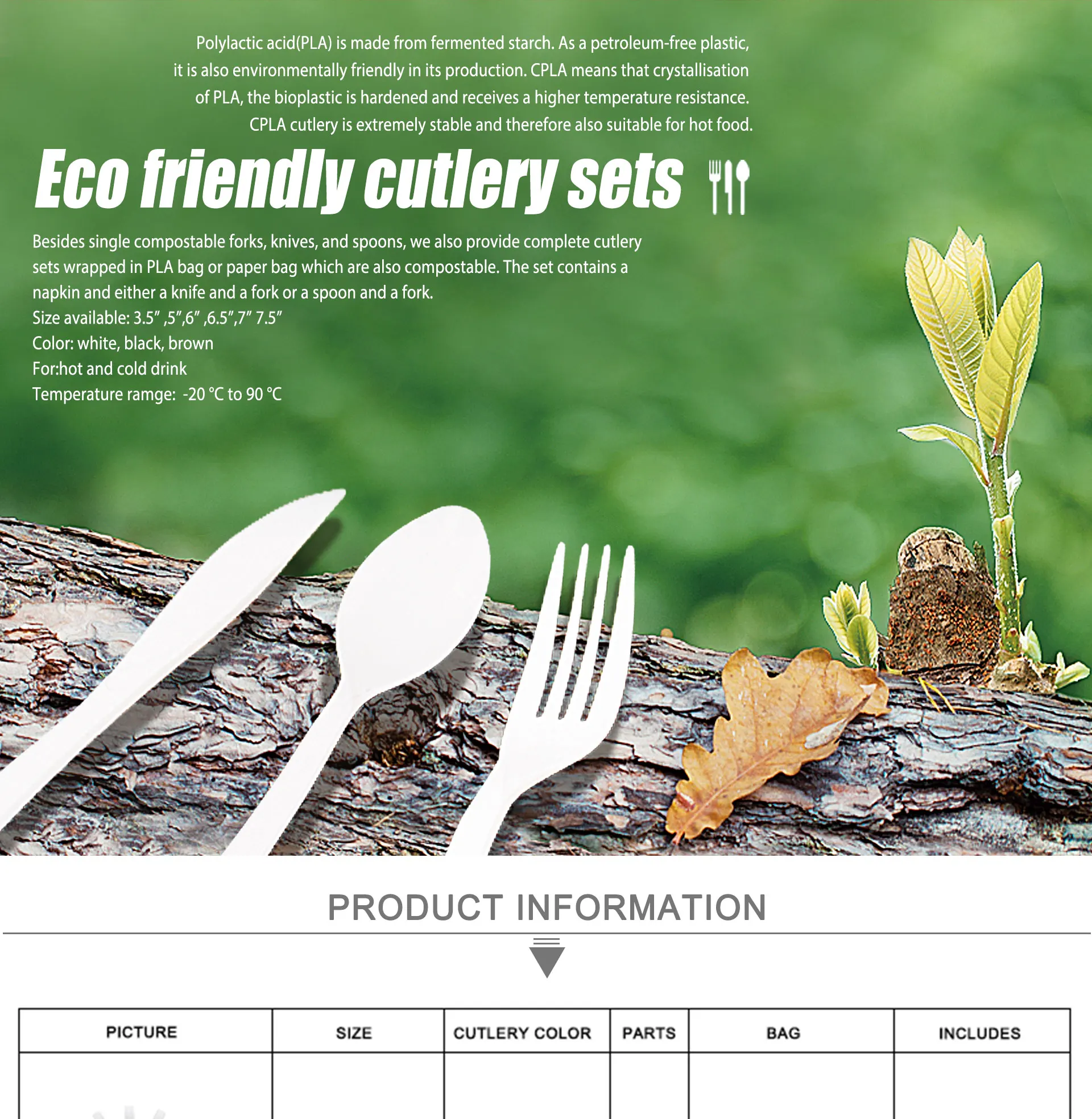 Eco Friendly 100% Compostable Cpla Biodegradable Cutlery Whole Case ...