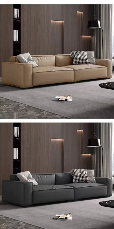 Italian Modern Villa Living Room Furniture Down Leather Sofa For School ...