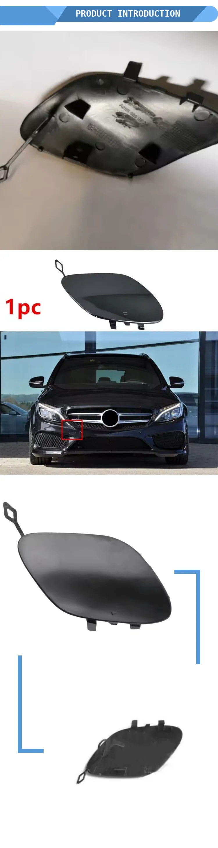 Oem 2058850724 Front Bumper Tow Hook Cover Primed Trailer For Mercedes ...