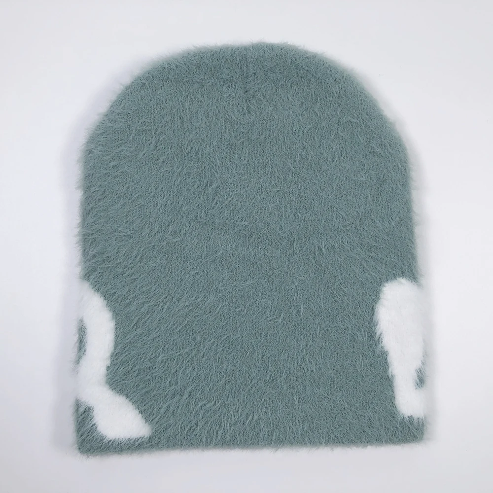 Adults Fashion Y2k Jacquard Letter Winter Hat Fuzzy Flush Warmer ...