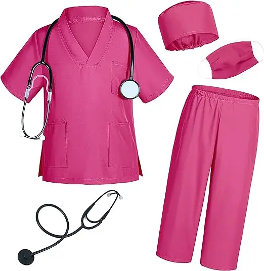 Children Doctor Surgical Costume With Stethoscope Hat And Mask Doctors ...