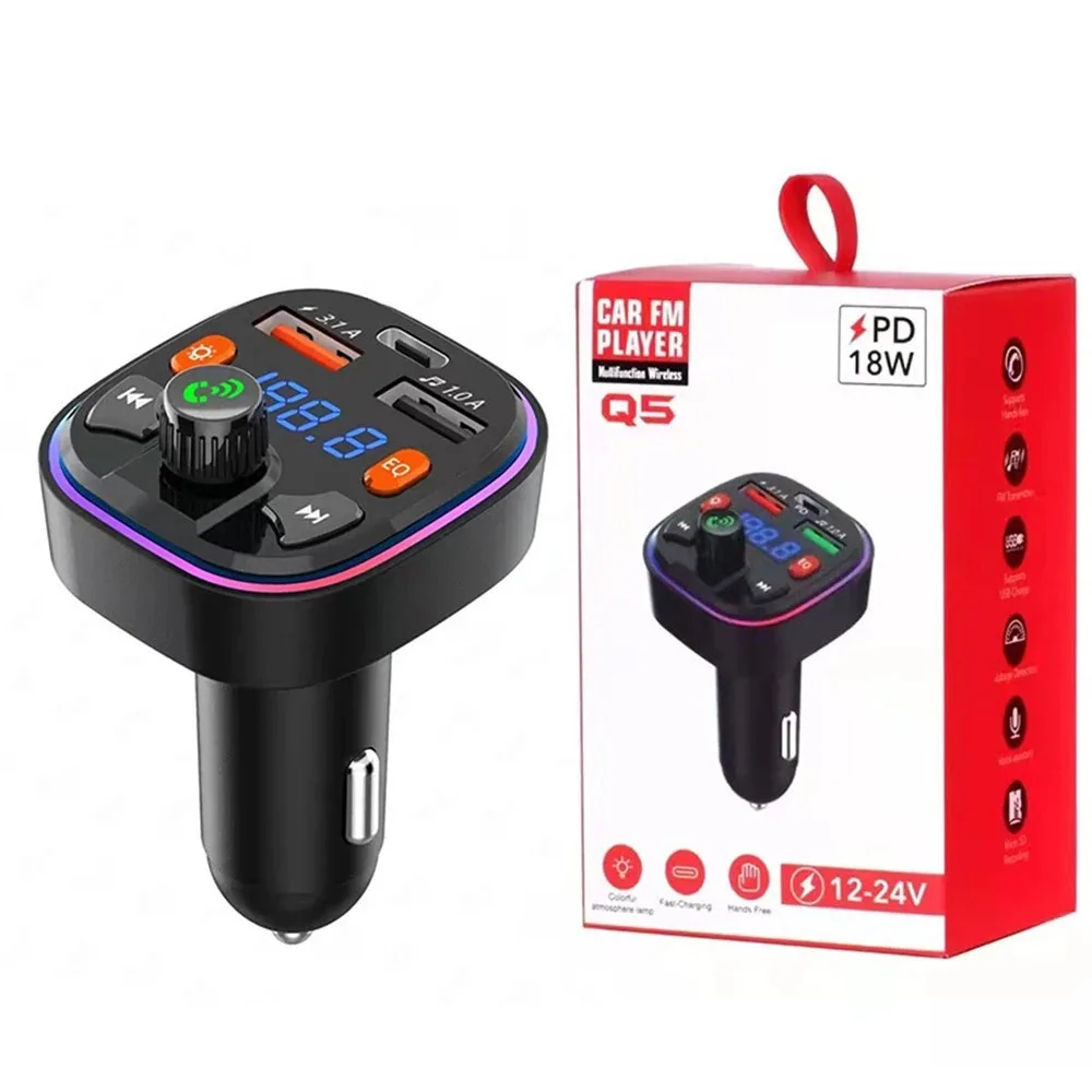 Car Pd Type-c Fast Charging Dual Usb Port BT5.0 Car Kit Wireless Fm ...