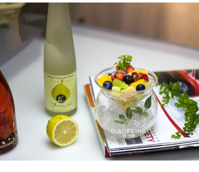 Creative Glass Bowl Tableware Set bar Western Food Dry Ice Salad Bowl ...