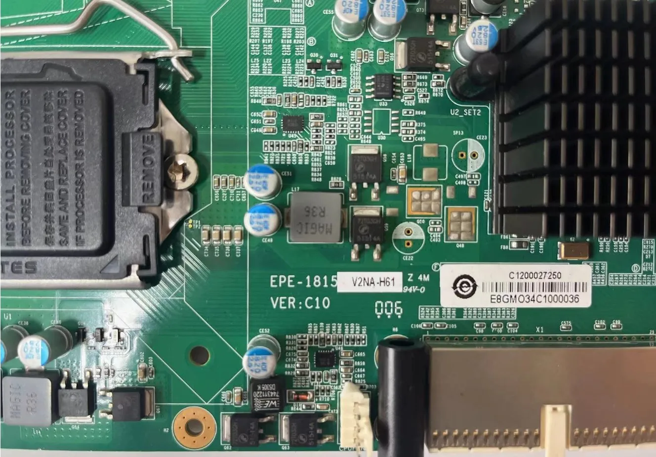 Epe-1815v2na-h61 Ver: C10 Industrial Motherboard Cpu Card Tested ...