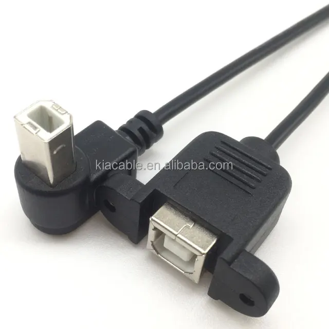Down Angled USB Type B Male to Female Panel Mount Cable