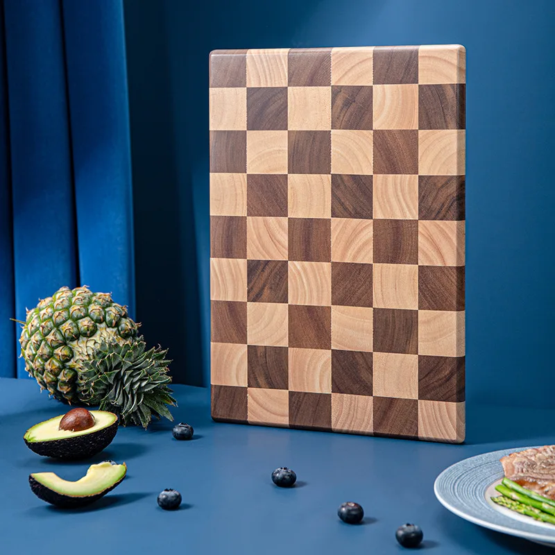 Large Acacia Solid Wood Checkerboard Engraved Butcher Chopping Blocks ...