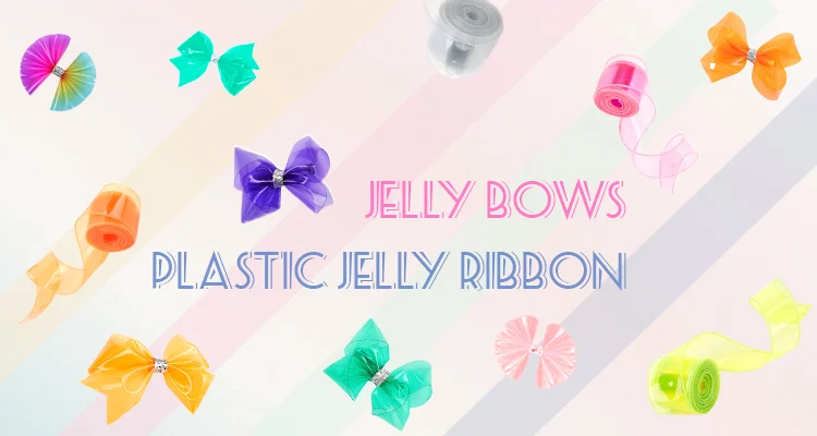 3 Inch PVC Jelly Bows with Clips - Fashion Hair Decor