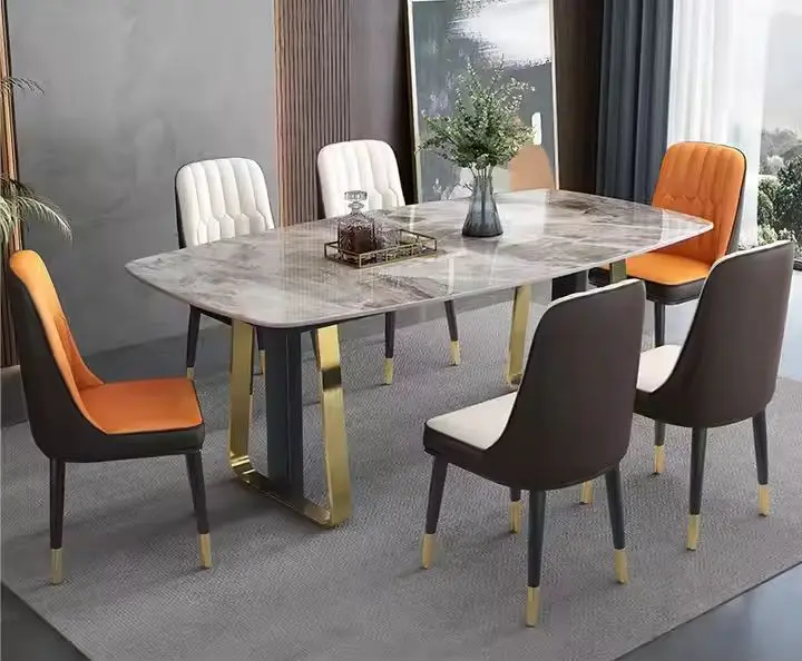 Marble Dining Table Set Stainless Simple Modern Furniture Home ...