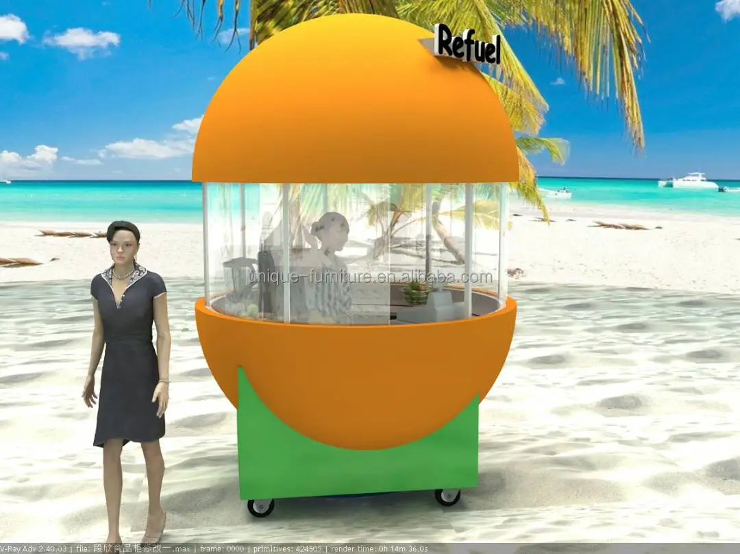 Outdoor Orange Fruit Juice Kiosk - Special Orange Shape Beverage Kiosk