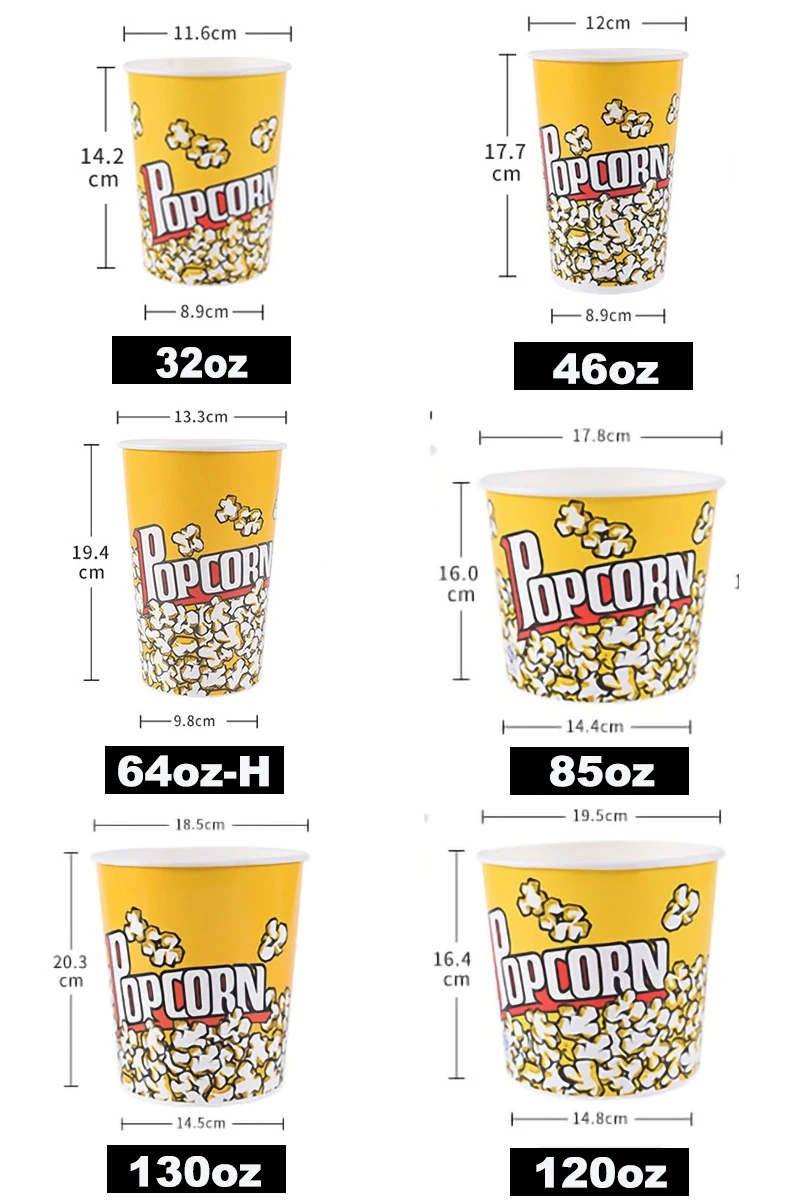 64oz 130ozcustom Printed Popcorn Cup Popcorn Bowl Wholesale Disposable