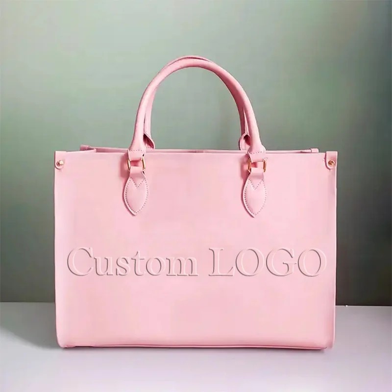 Custom Embossed Logo Vegan Leather Purse Red Tote Bags Ladies Purses ...