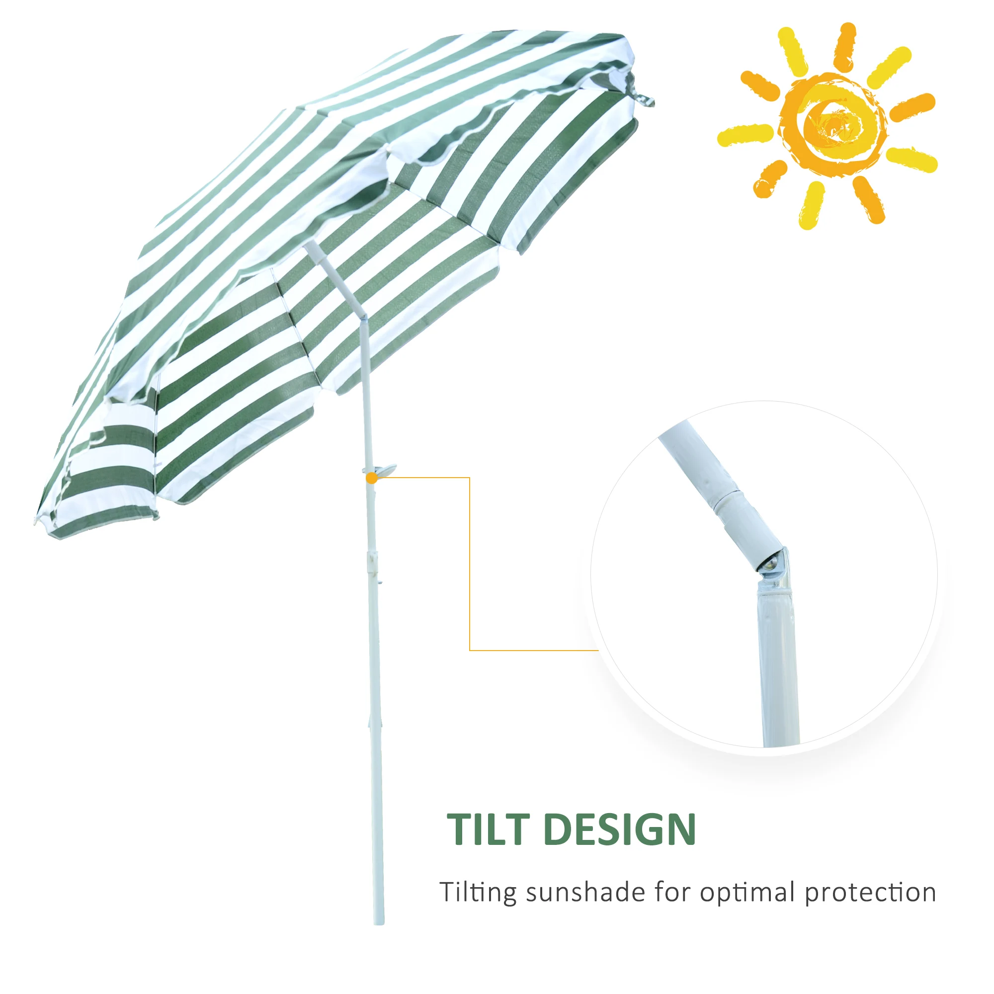 180cm Outdoor Parasol Fishing Beach Umbrellas Big Sun Parasol Stall ...