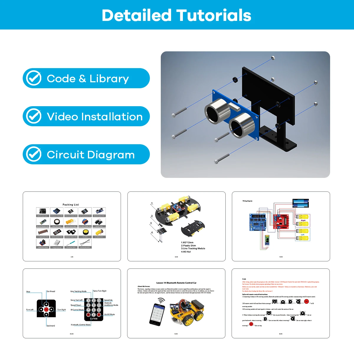 Multi-function 4WD Robot Car Kits with Ultrasonic Module
