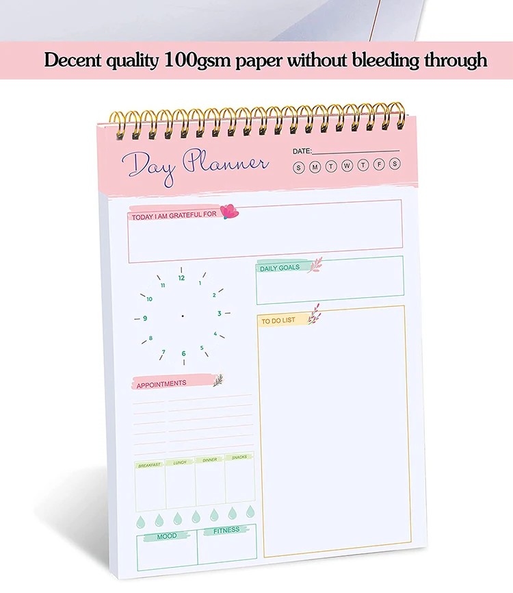 Custom Notepad Undated Daily Schedule Planner Memo Pad Tear Off Spiral ...