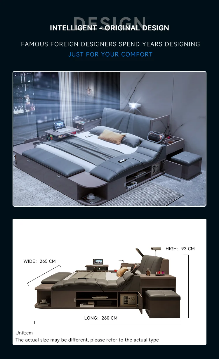 TV Lift Bed - Multifunctional Bed with Projector & Storage