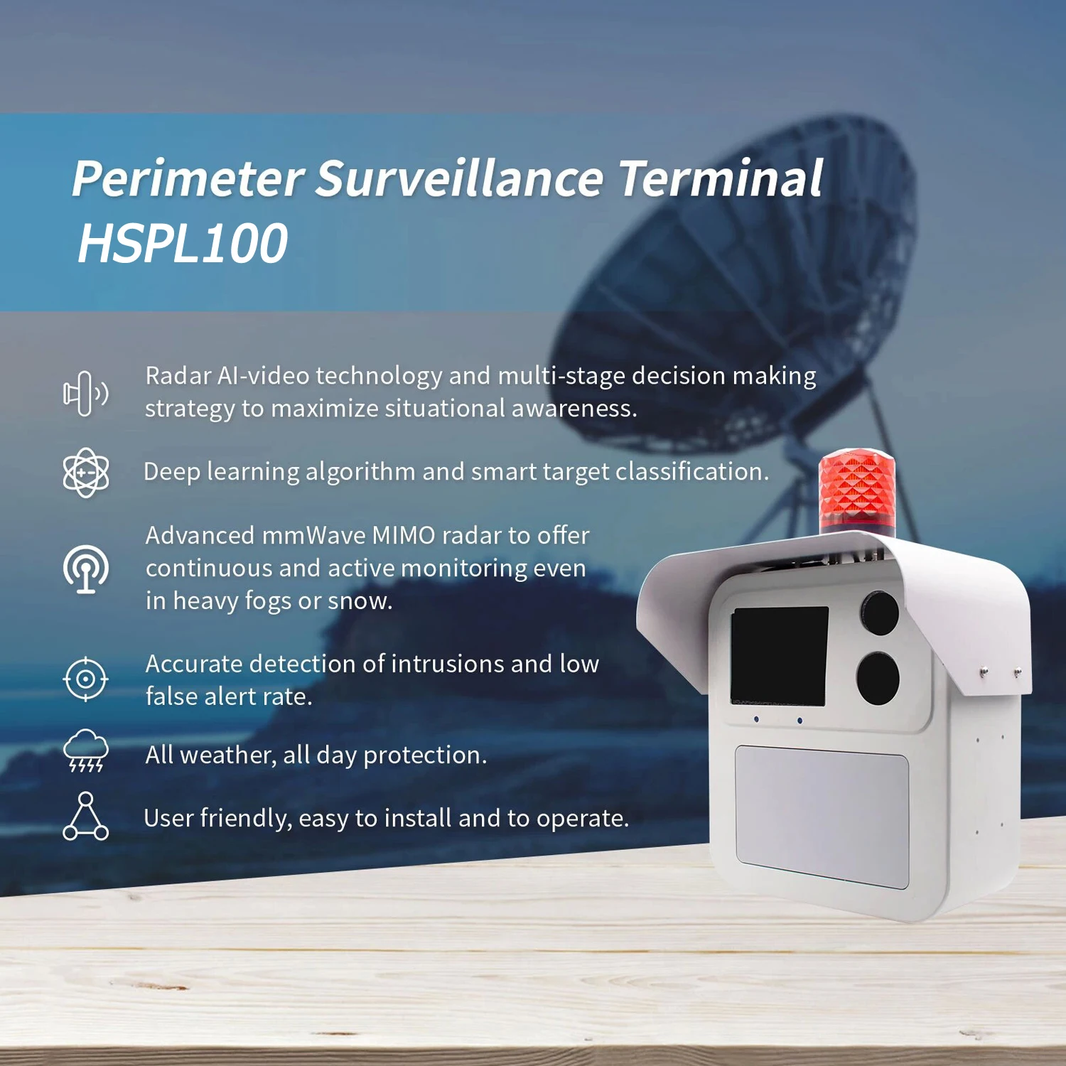 77GHz Millimeter Wave Radar Perimeter Security System with HD Video ...