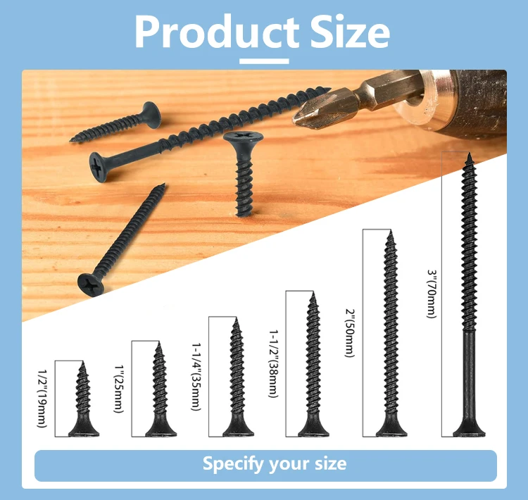 Sharp Point Fine Thread Bugle Head 1 1/4 Black Phosphated Self Tapping ...