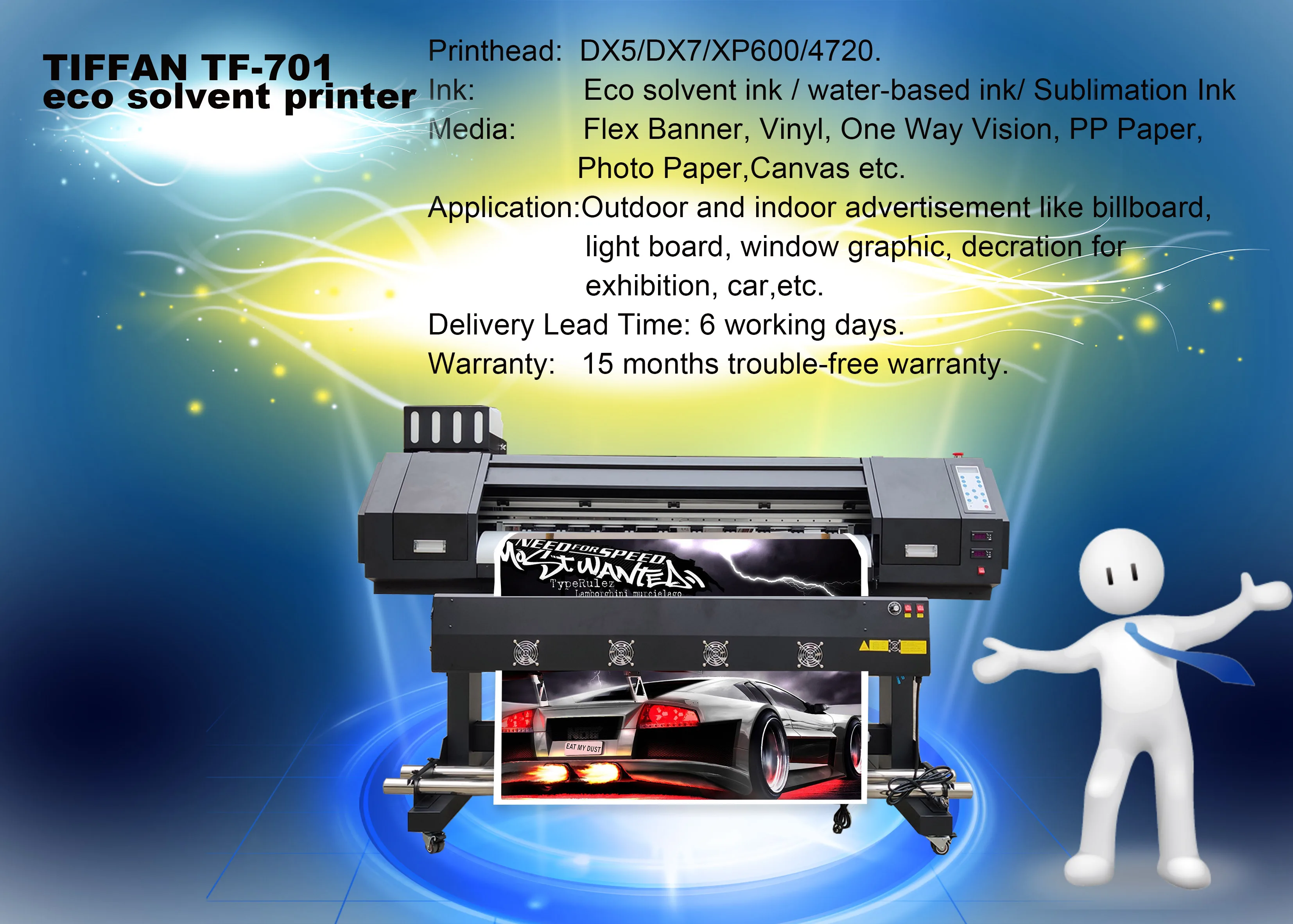 Eco Solvent Printer Sublimasion 24 Inch Printer For Sublimation 0.7m ...