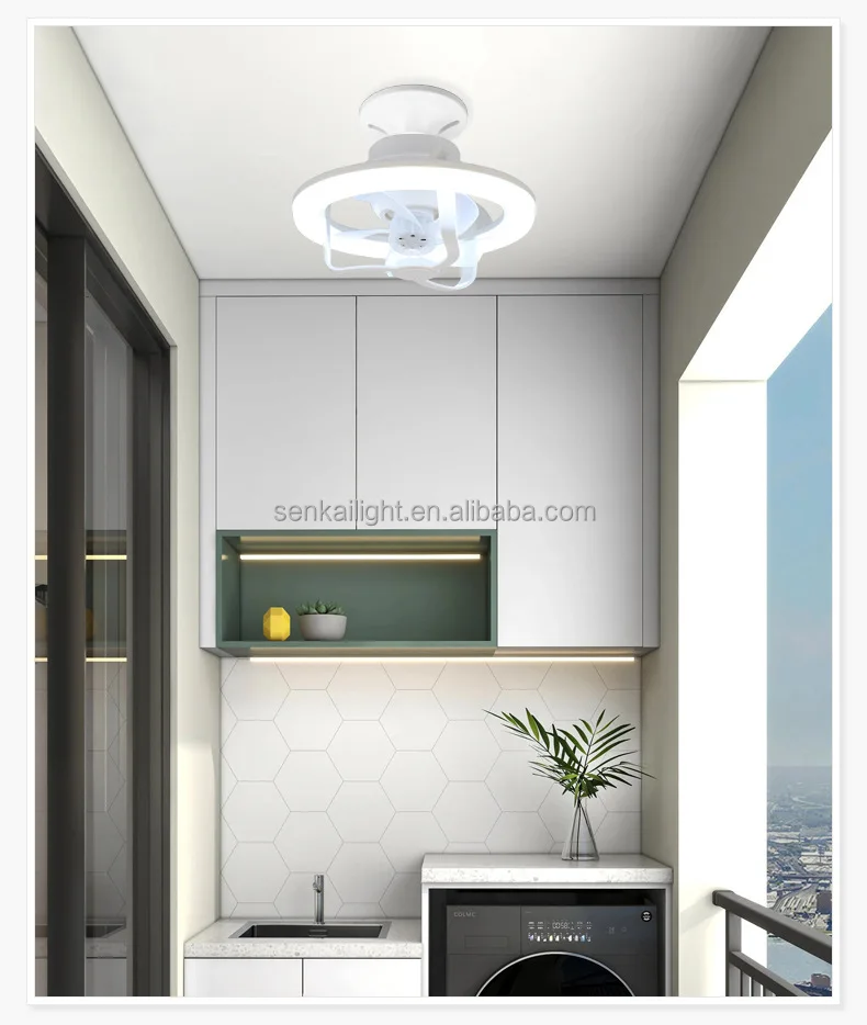 SENKAI Modern Invisible Colorful Fan Leaf Remote Control Variable Light ...