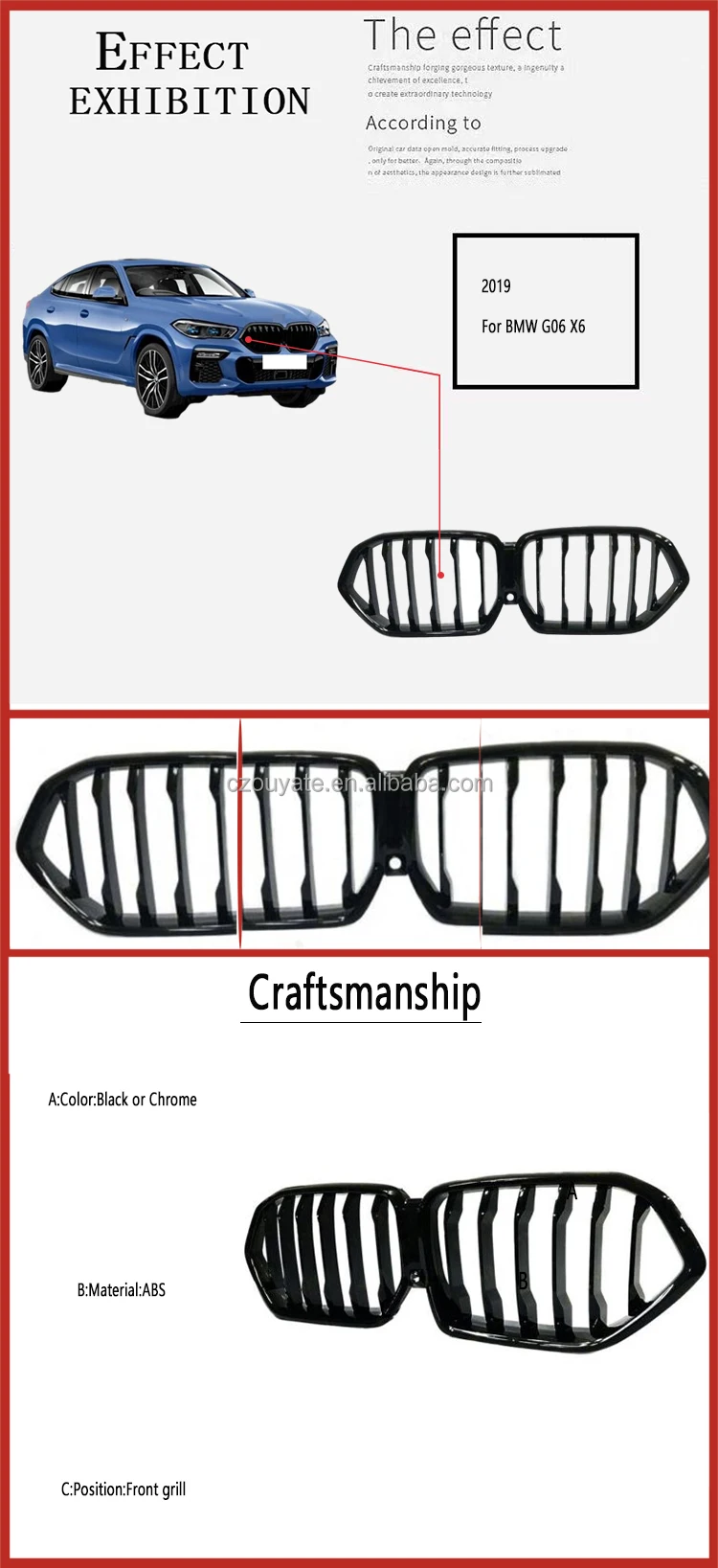 Oem 51138745303 Front Bumper Grille Gloss Black Grill For Bmw X6 G06 ...