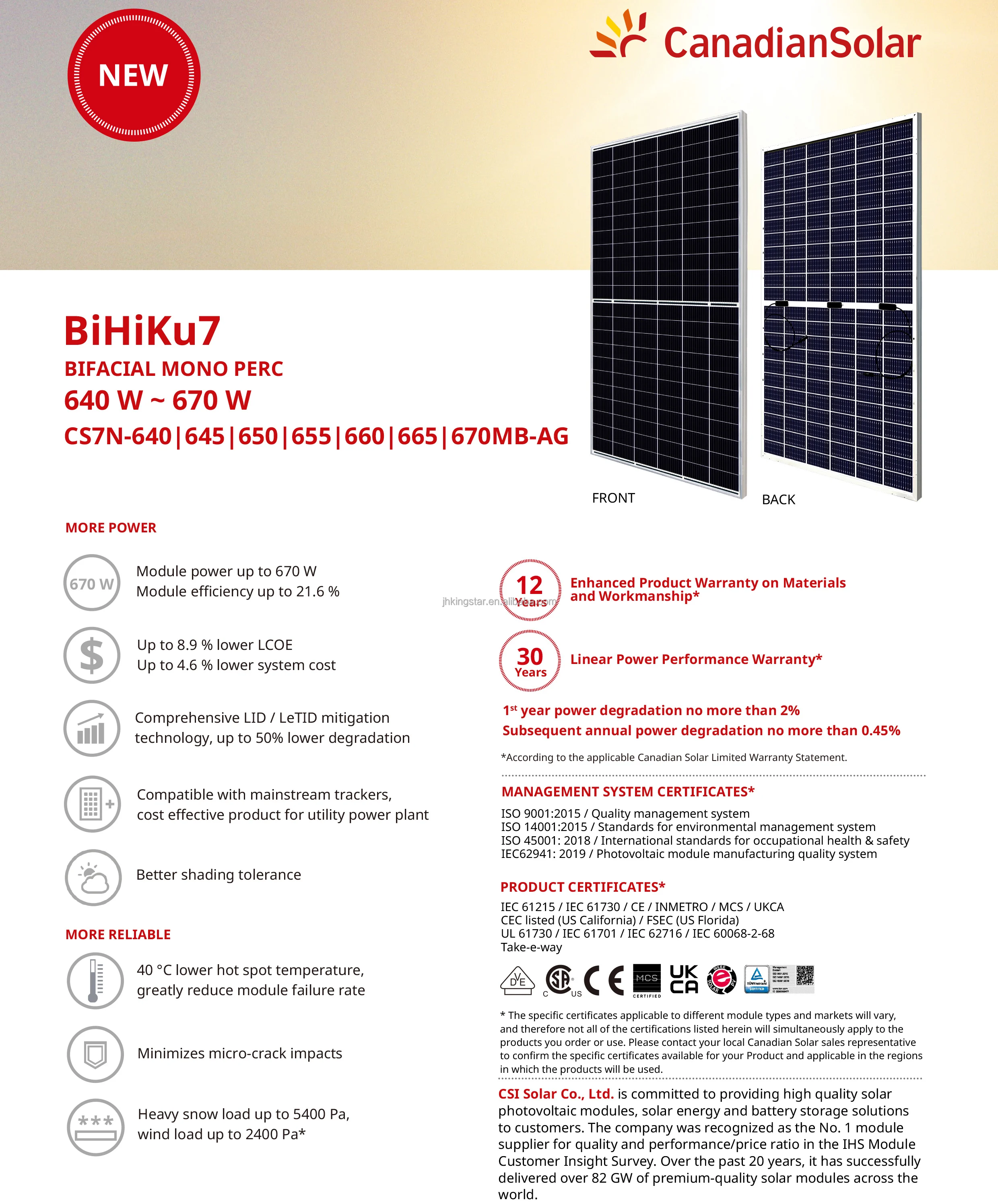 Canadian Solar High Efficient 640 W-670 W /mb 670 W Tier 1 Mono ...