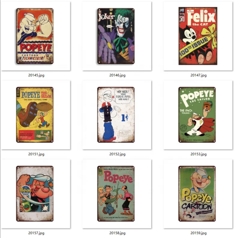 Popeye Cartoon Metal Sign Vintage Plaque Tin Sign Wall Decor for Bar ...