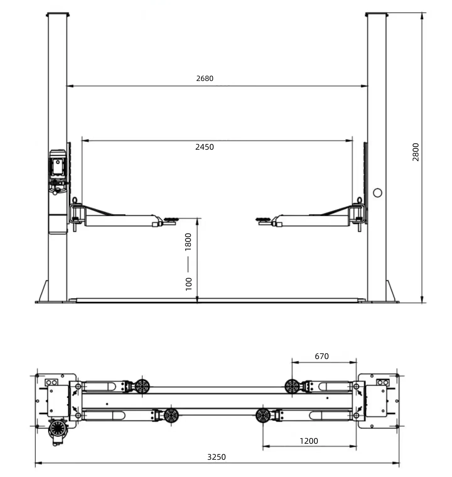 Factory Hot Selling 4000kg/10000lbs Two Post Car Lift Manual Unlock 2 ...