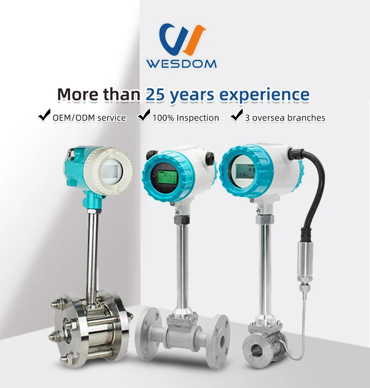 Stainless Steel Digital Steam Type Flow Meter Compressed Air Oxygen Gas Vortex Steam Industrial ...