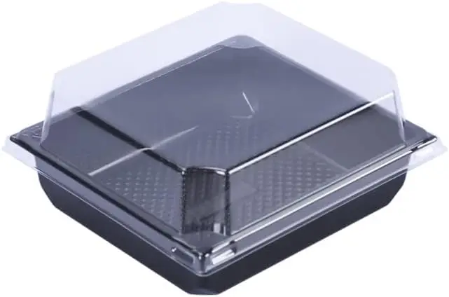 Black Cheesecake Box Square Mousse Pastry Box Clear Bakery Cake ...