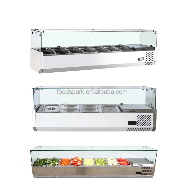 Commercial Salad Bar Counter with Stainless Steel Display and ...