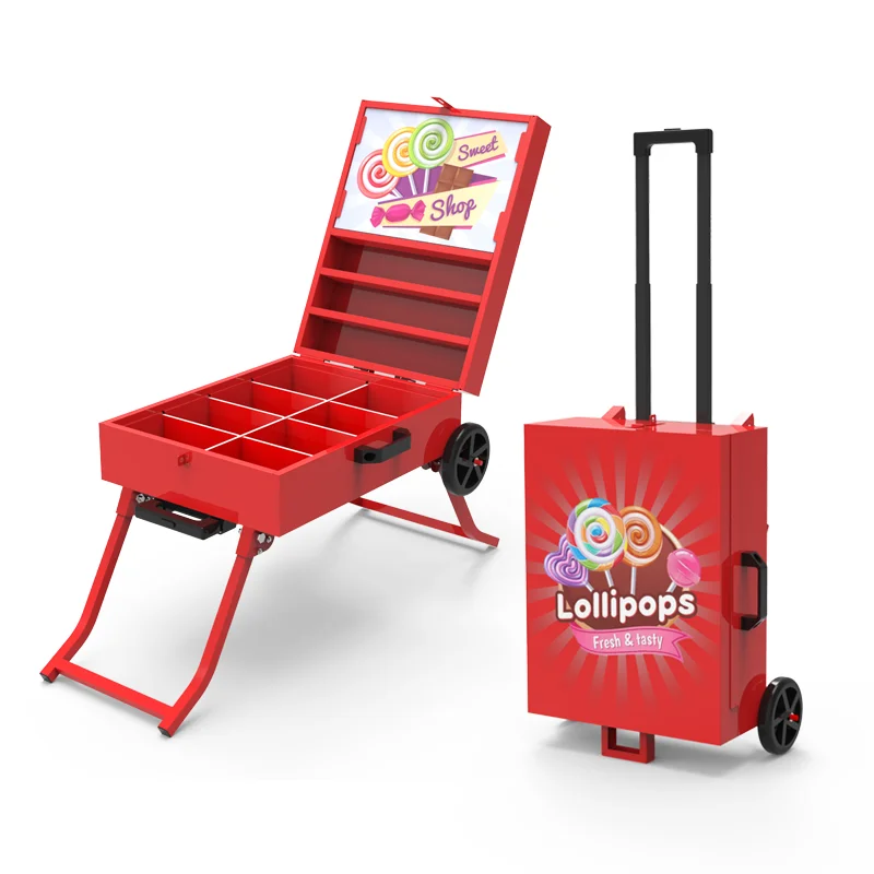Metal Folding Candy Vending Cart - Eco-Friendly Display