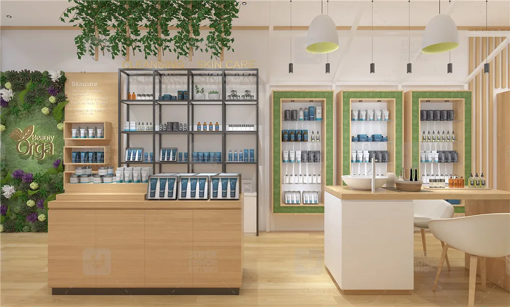 Modern Medical Store Display Counter Design Natural Cashier Reception ...