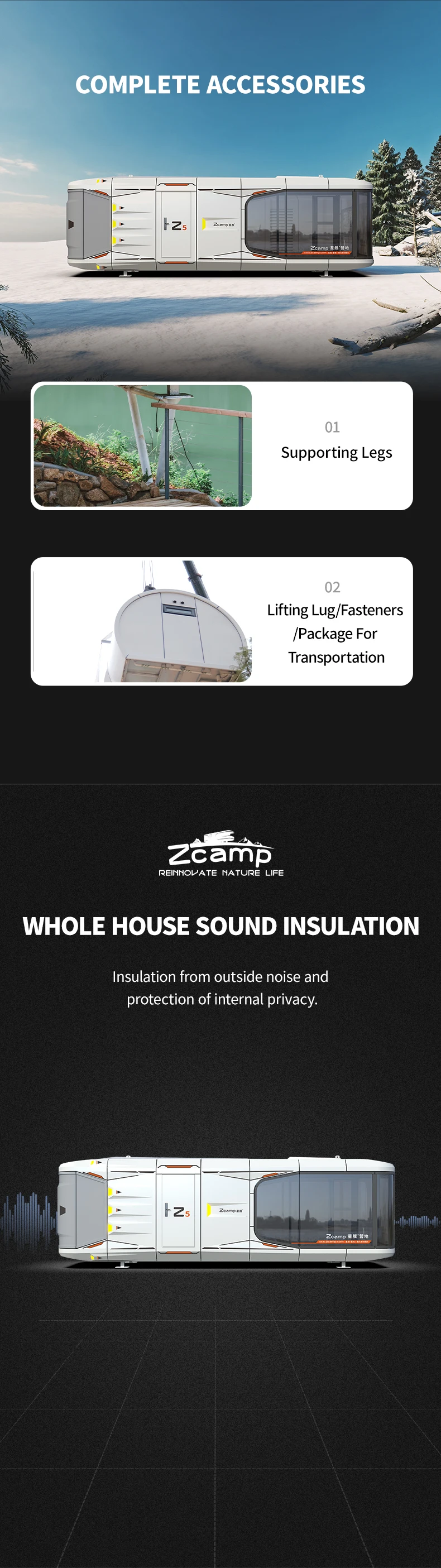 Zcamp Z5 Portable Camping Capsule - Luxury Prefab Beach House
