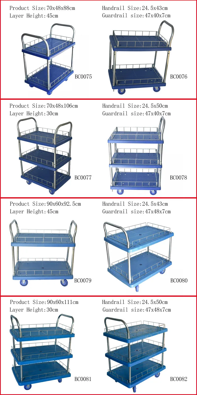 Silent 3 Layer Trolley Handling Tool Platform Trolley Warehouse Hand ...
