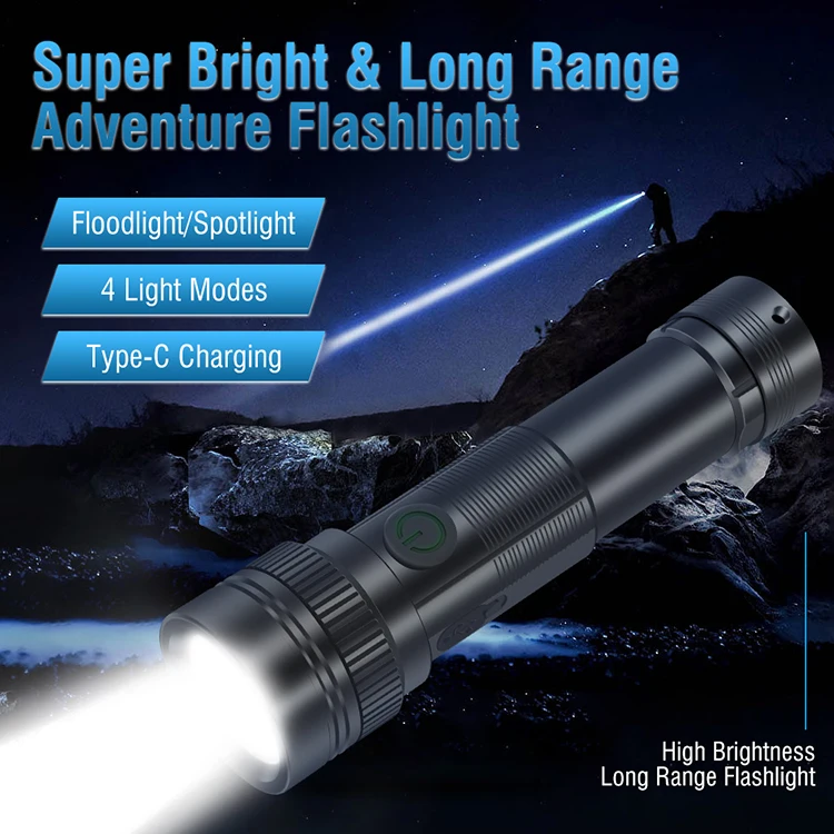 Boruit ST12 LED Flashlight - Long Range, Waterproof, Rechargeable